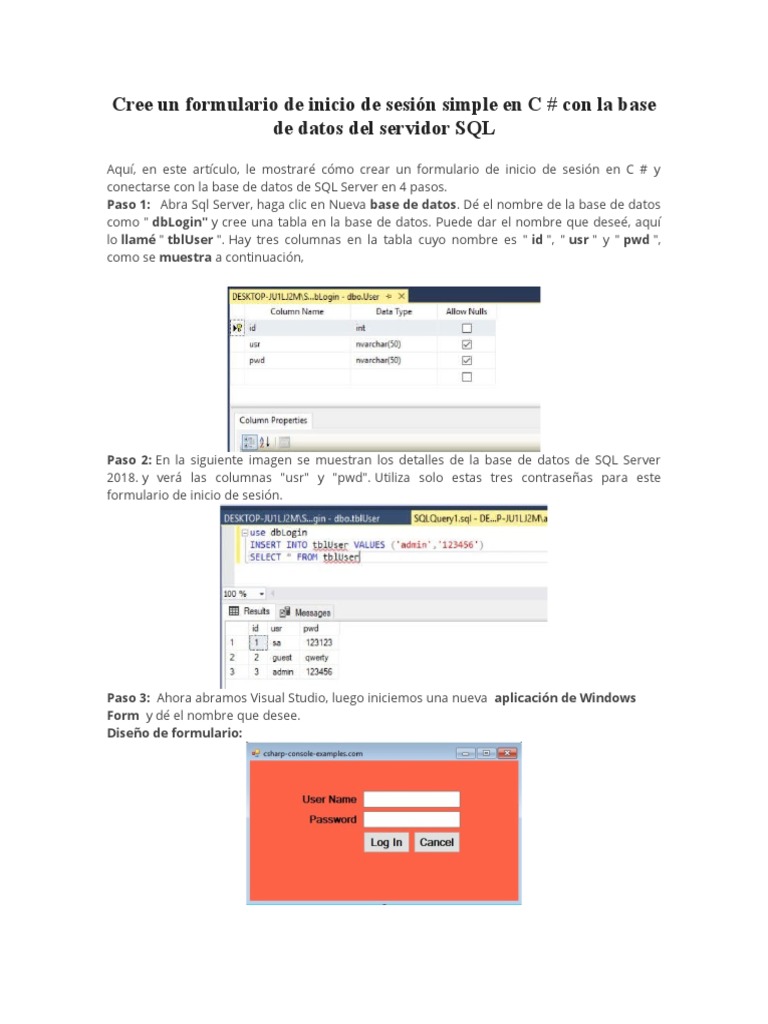 Login C# | PDF | C Sharp (lenguaje de programación) | Bases de datos
