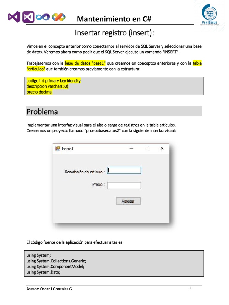 Mantenimiento CSharp 02 | PDF | C Sharp (lenguaje de programación) | Ingeniería de software