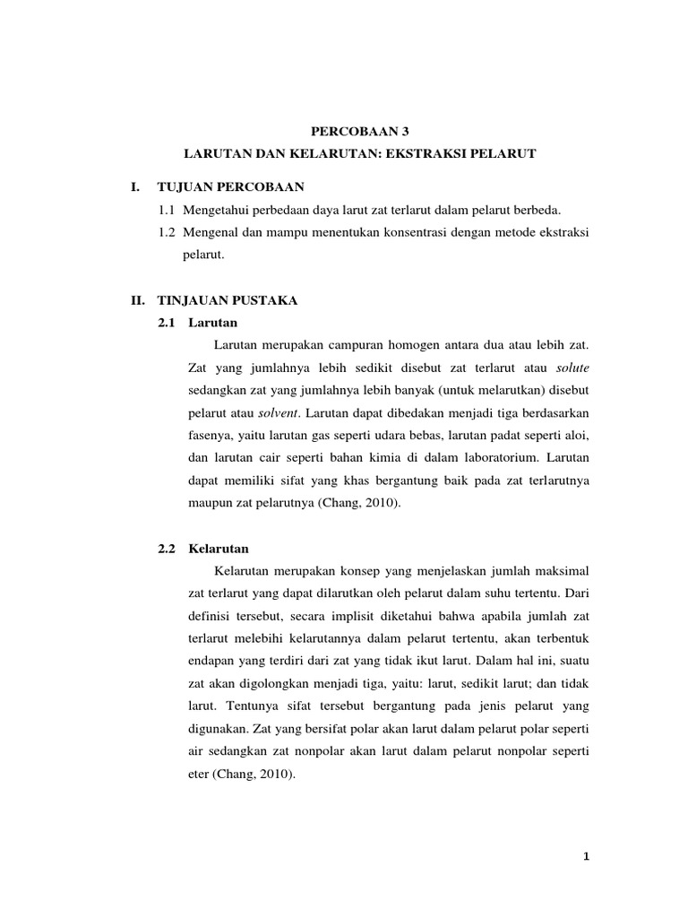 Larutan Dan Kelarutan - Ekstraksi Pelarut | PDF