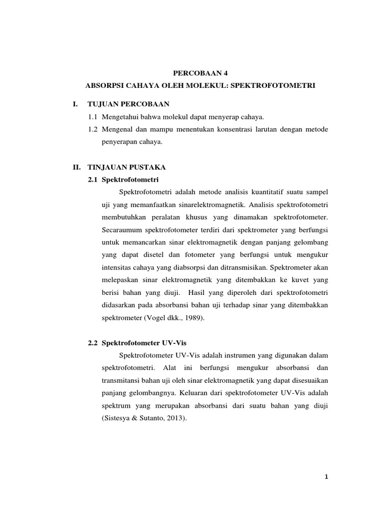 Absorpsi Cahaya Oleh Molekul - Spektrofotometri | PDF