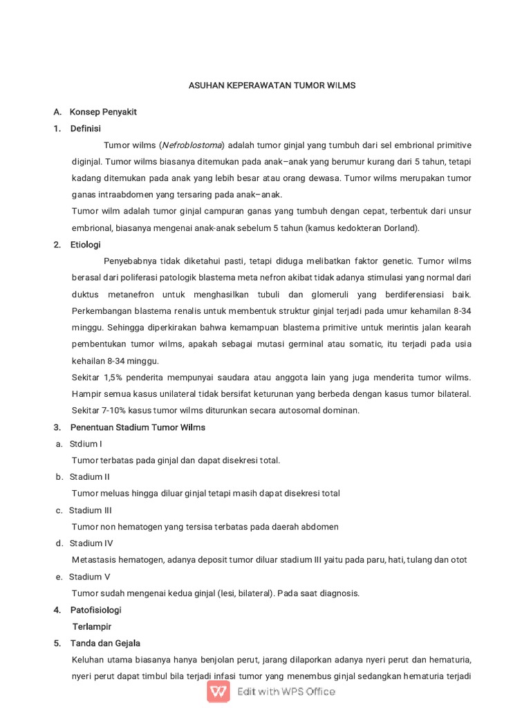 Asuhan Keperawatan Tumor Wilms | PDF | Pengembangan Diri | Sains & Matematika