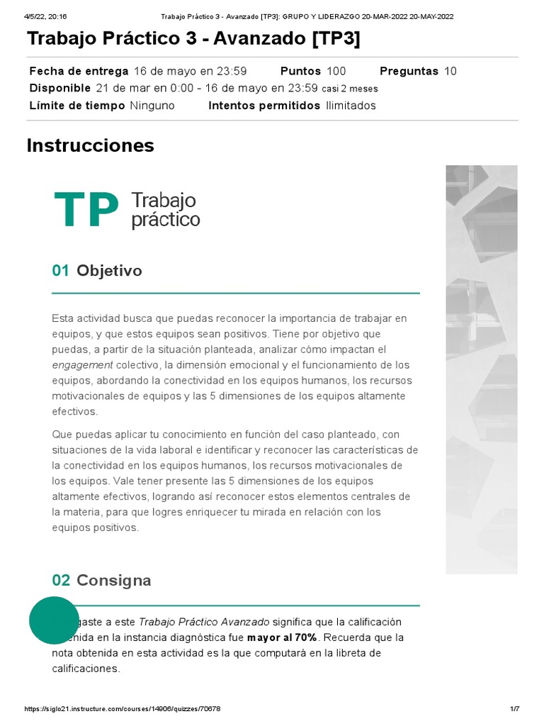 Trabajo Práctico 3 Avanzado Tp3 Grupo y Liderazgo 20 Mar 2022 20 | PDF | Business | Cognición