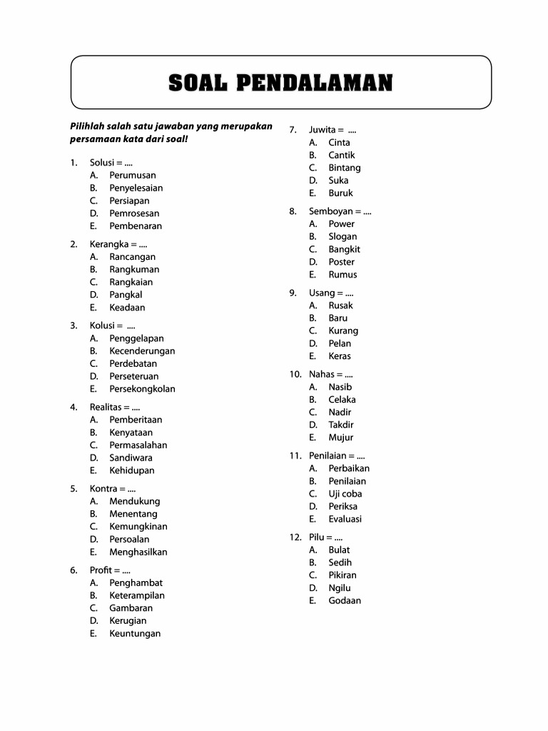 Sinonim Soal + Pembahasan Paket 3 | PDF
