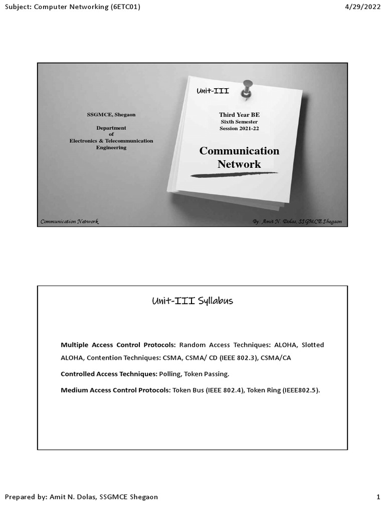 Communication Network Multiple Access Protocols | PDF | Channel Access Method | Computer Network