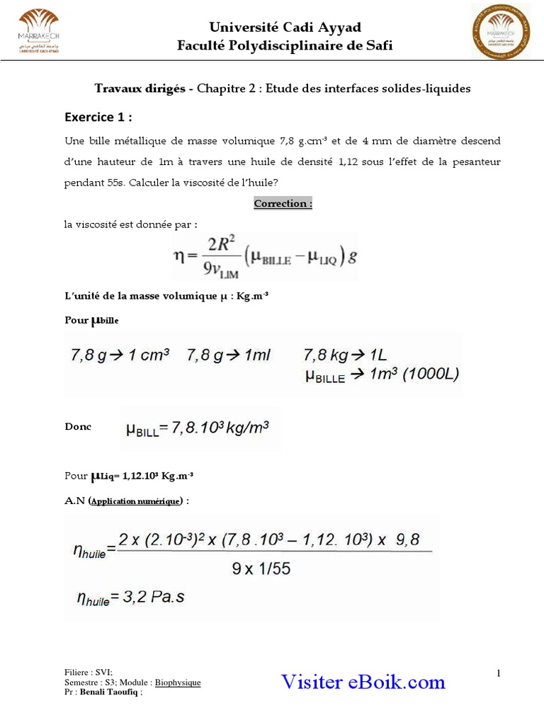 TD-Chapitre-2-Corrections 1 | PDF | Quantité | Mécanique des milieux continus