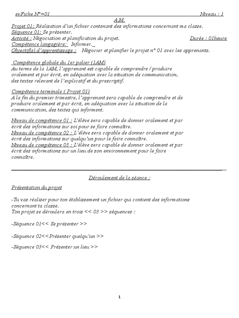Fiche 1am Tous Les Projets | Download Free PDF | Genre grammatical | Nelson Mandela