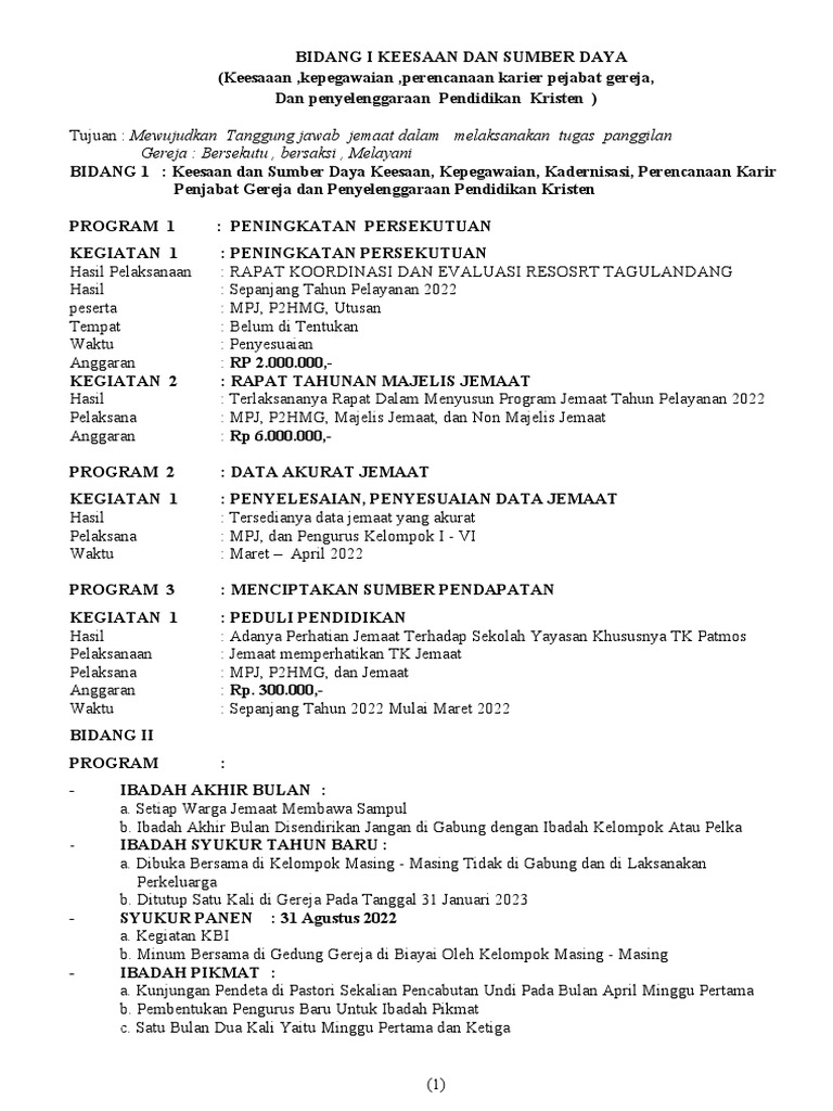 Rancangan Program Pelayanan | PDF