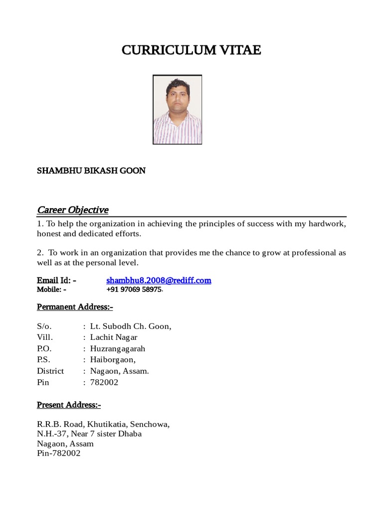 Resume of Shambhu Bikash Goon - Doc 1476949111128 | PDF