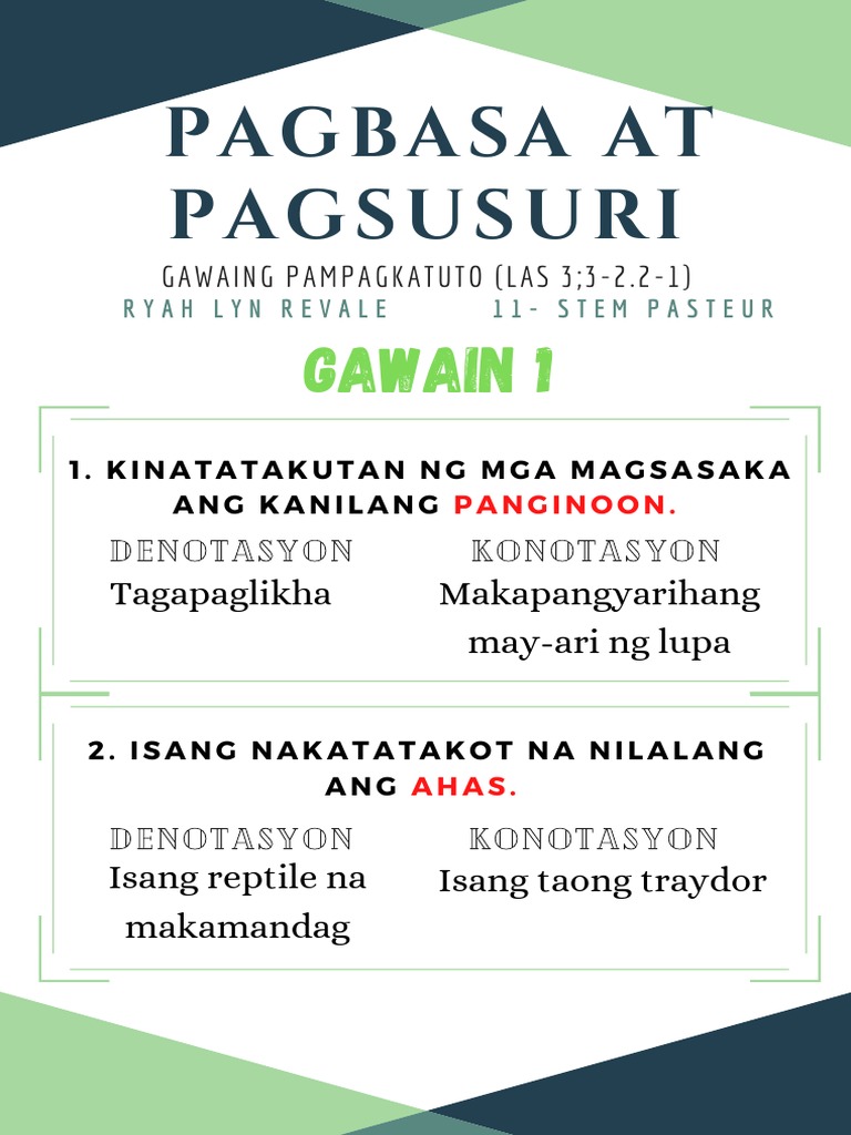 Pagbasa at Pagsusuri LAS 3 3-2.2-1 Output | PDF