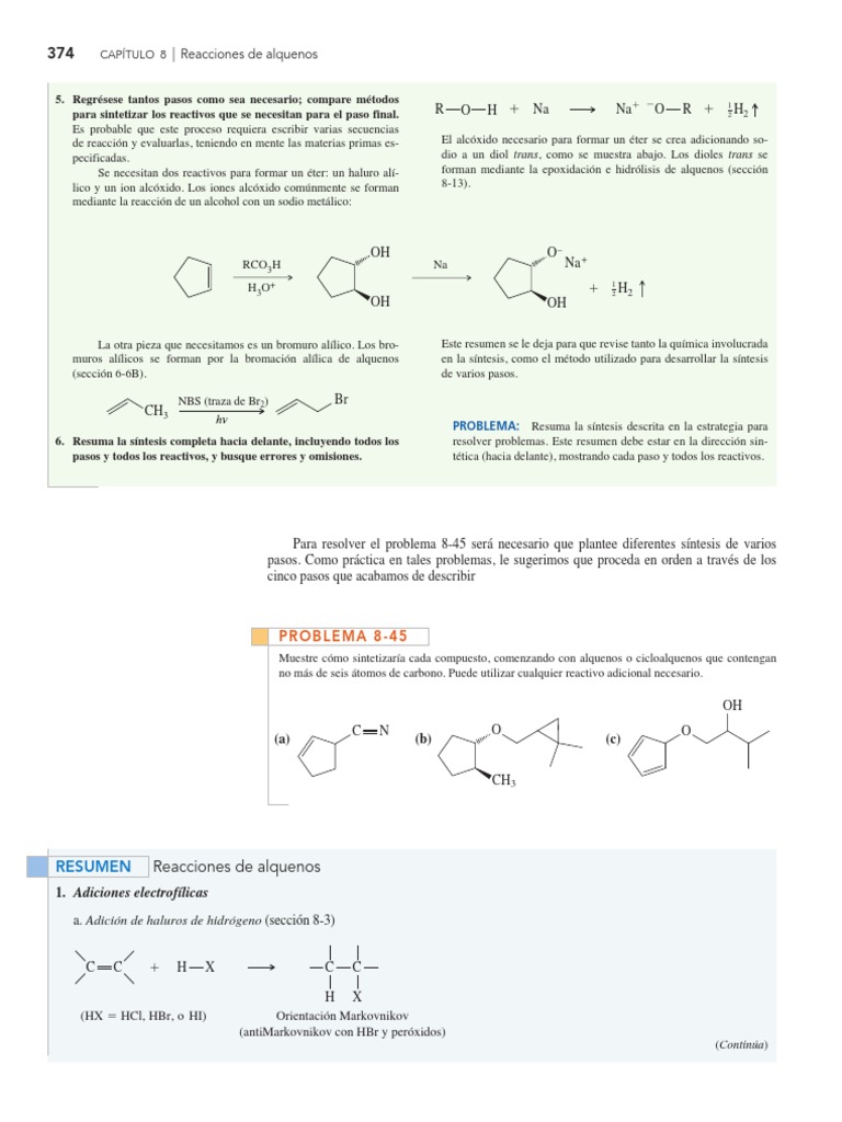 Resumen de Reacciones de Alquenos | PDF | Alqueno | Compuestos químicos