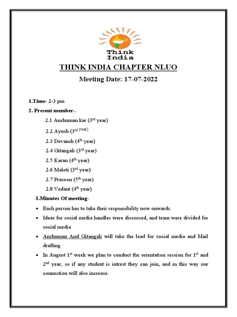 Minutes of Meeting 17-07-2022 | PDF