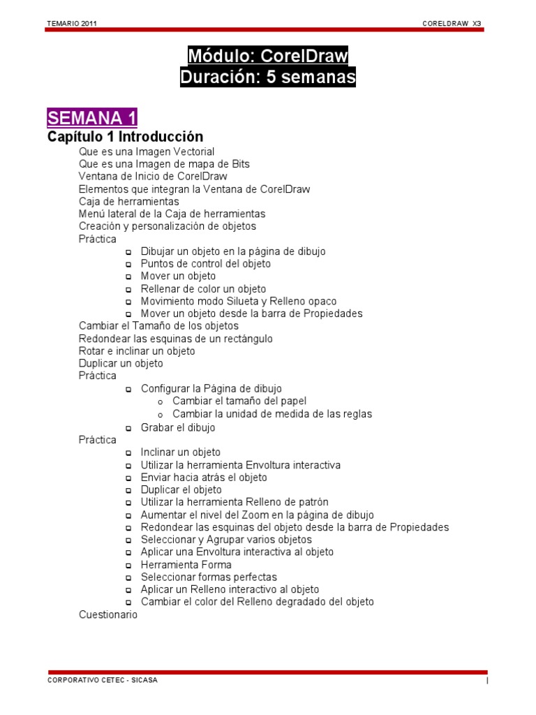Temario de Coreldraw X3 | PDF | Dibujo | Ventana (informática)