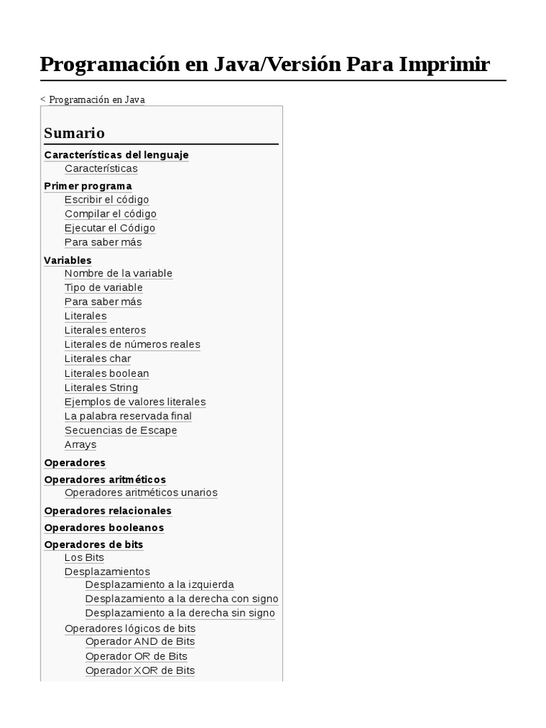 Programación en Java Versión para Imprimir | PDF | Java (lenguaje de ...