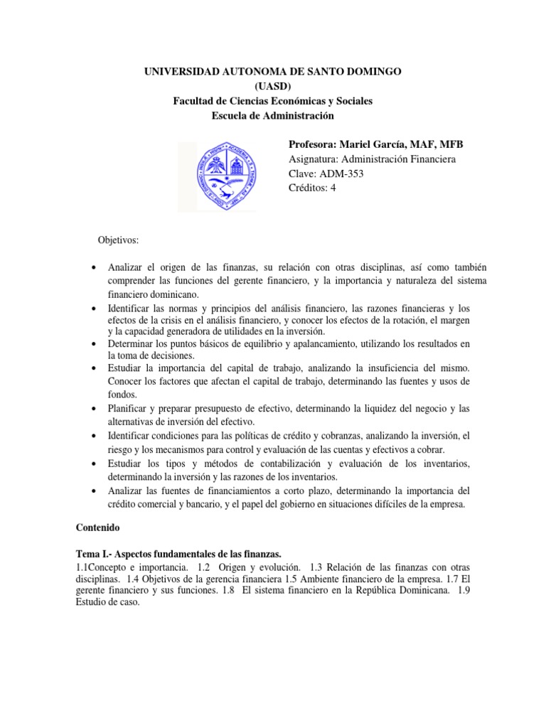 Programa Administracion Financiera | PDF