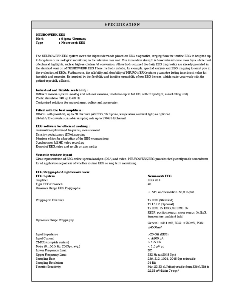 Spek SIGMA NEUROWERK EEG | PDF | Electroencephalography | Electrical ...