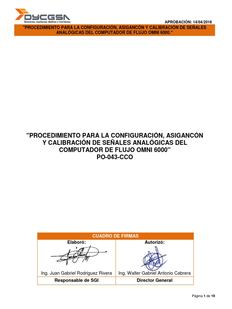 Configuración y Calibración OMNI 6000 | PDF | Calidad (comercial ...