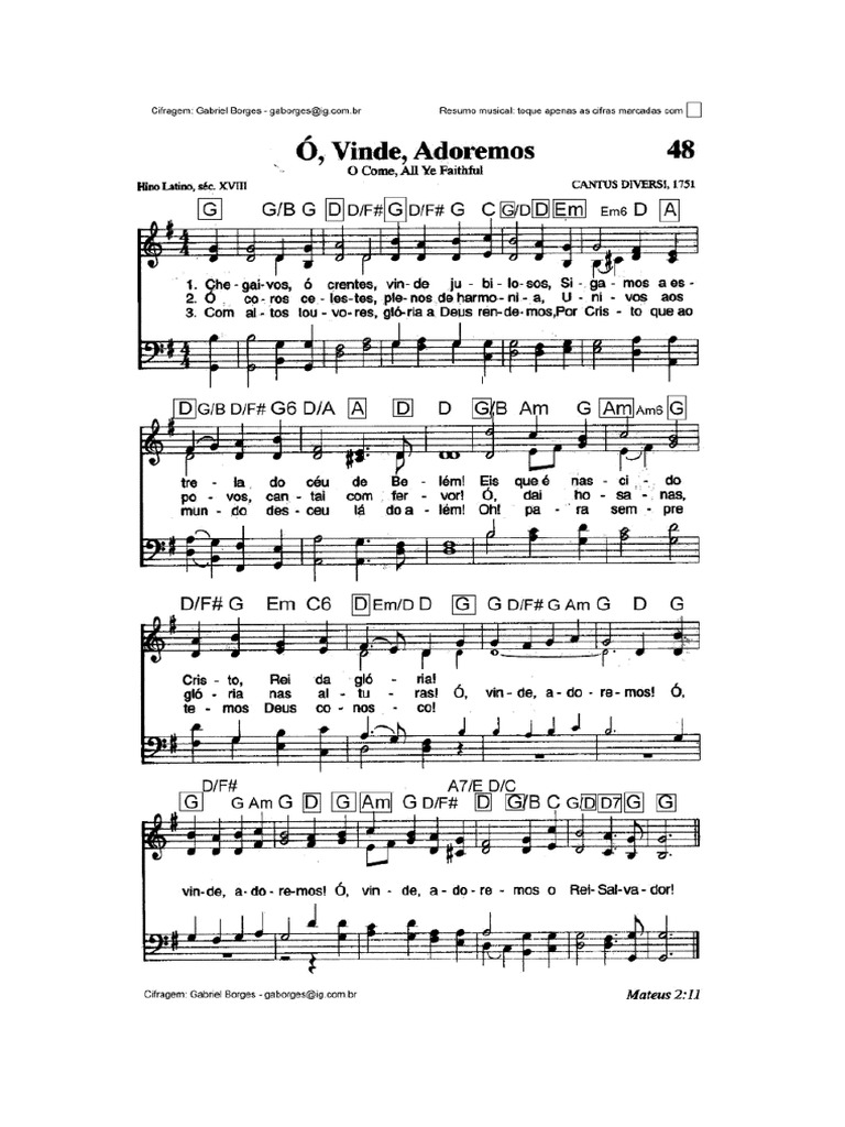 O Vinde Adoremos - Versão Final | PDF