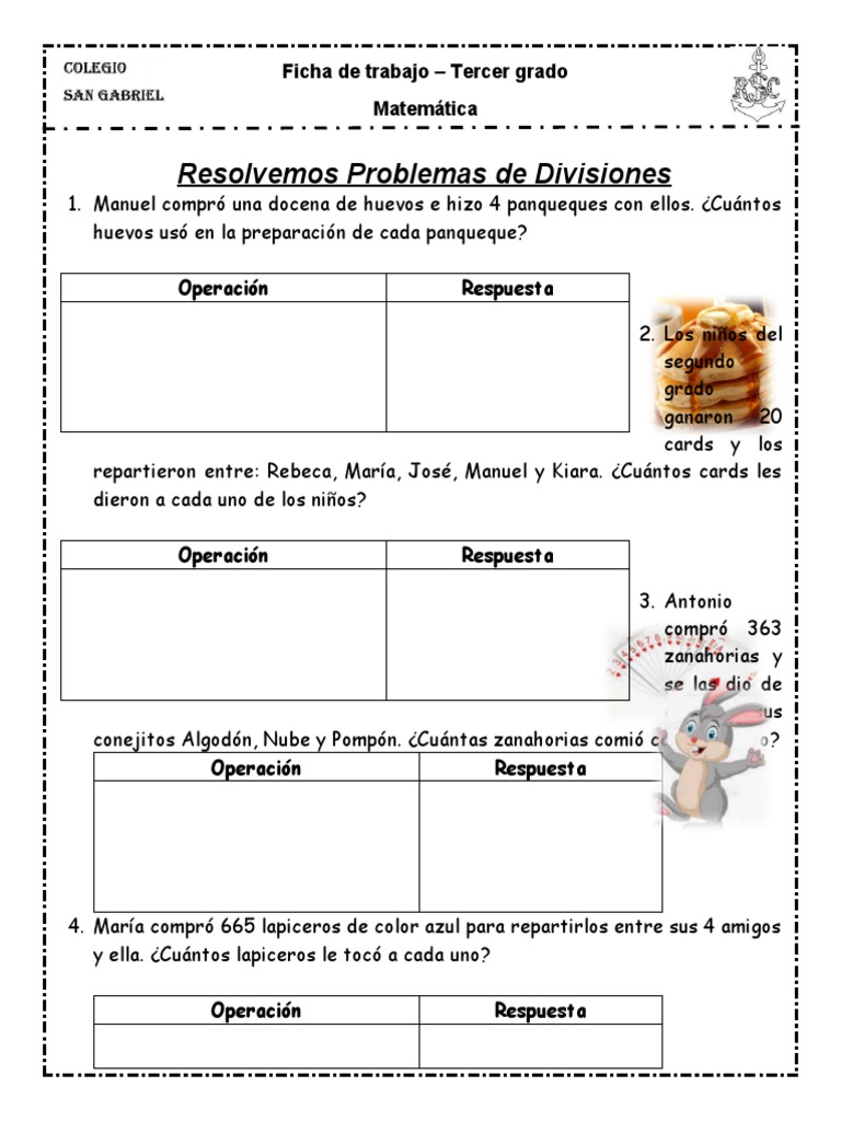 Problemas de Divisiones - Ficha de Trabajo | PDF