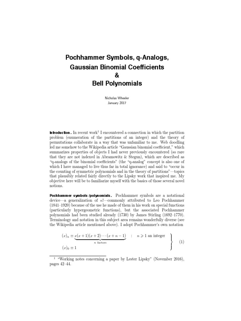 Pochhammer, Bell PDF | Download Free PDF | Number Theory | Mathematics