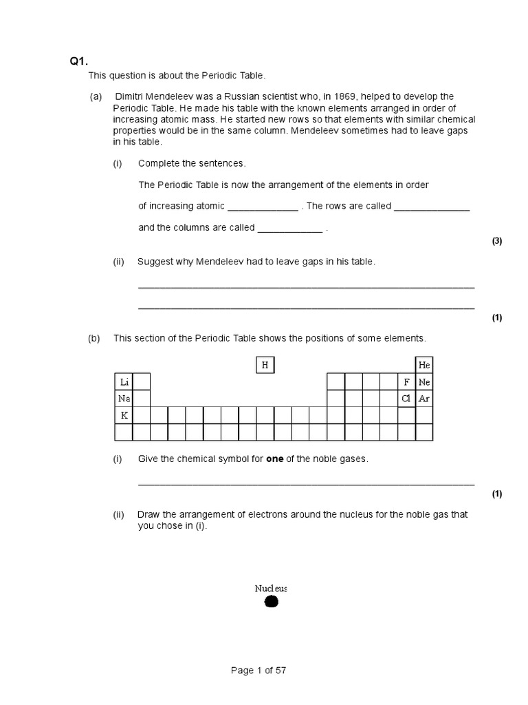 C3 Atomic Structure 2 | PDF | Periodic Table | Chemical Elements