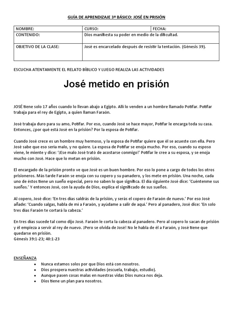 José en prisión: Cómo Dios manifestó su poder a través de las ...