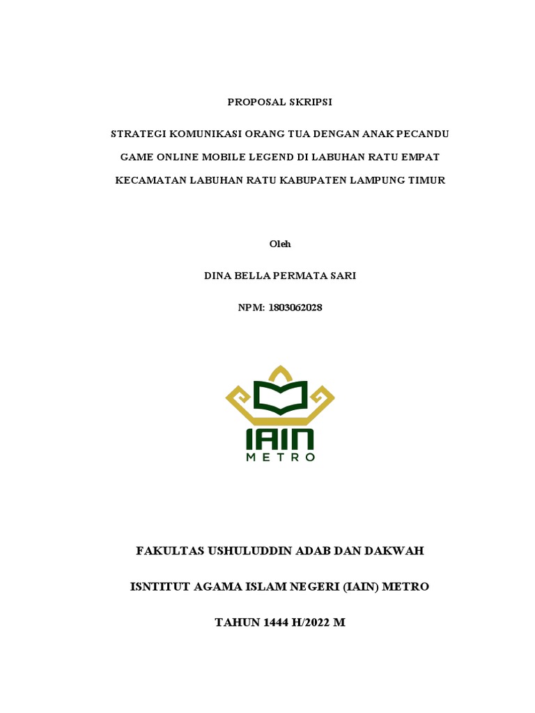 Proposal Dina Bella Permata Sari 1803062028 | PDF | Ilmu Sosial