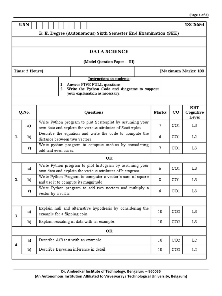 Data_Science_Model_Question_Paper_3 | PDF