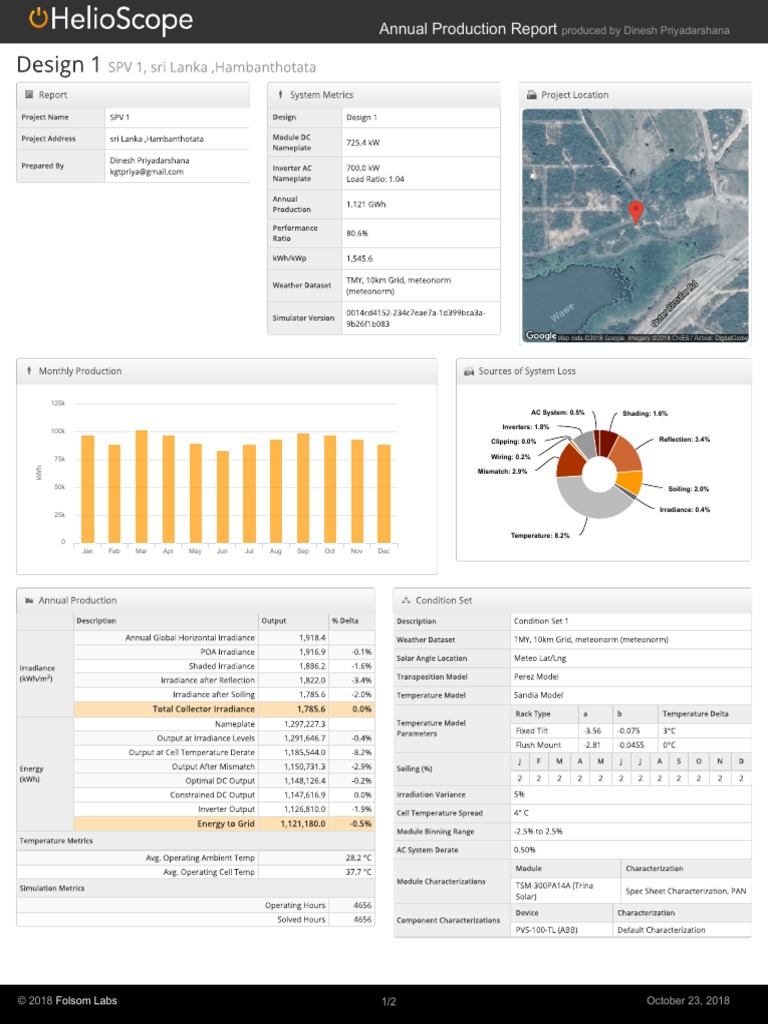 Diesh Helioscope - Simulation - 2397320 - Summary | PDF
