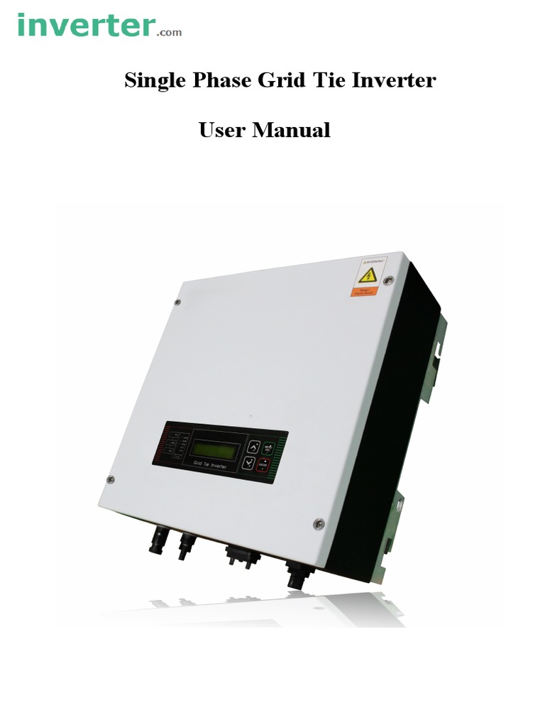 Single Phase Grid Tie Inverter Manual | PDF | Power Inverter | Solar Panel
