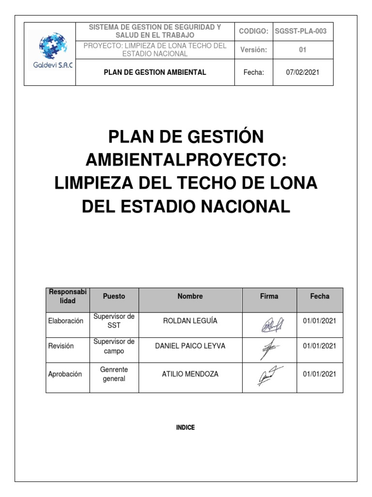 Plan de Gestion Ambiental | PDF