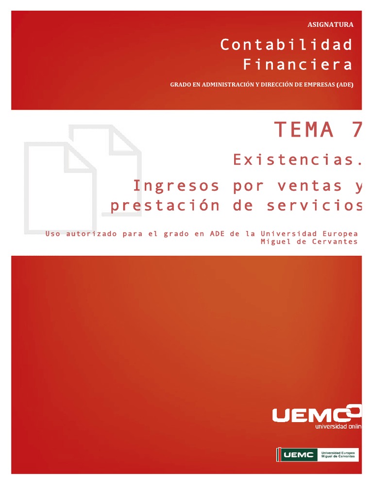 Tema 7 Existencias Ingresos Por Ventas | PDF | Costo | Interés