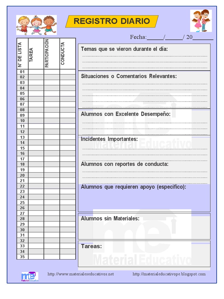 Registro Diario de Asistencia Escolar | PDF