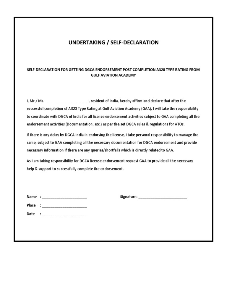 Self Declaration Letter | PDF