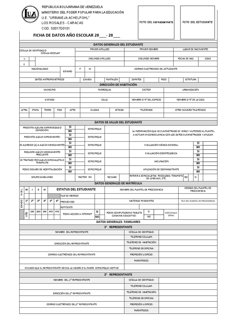 Ficha de Inscripción Del Lua - 10 Años (1) 202 | PDF