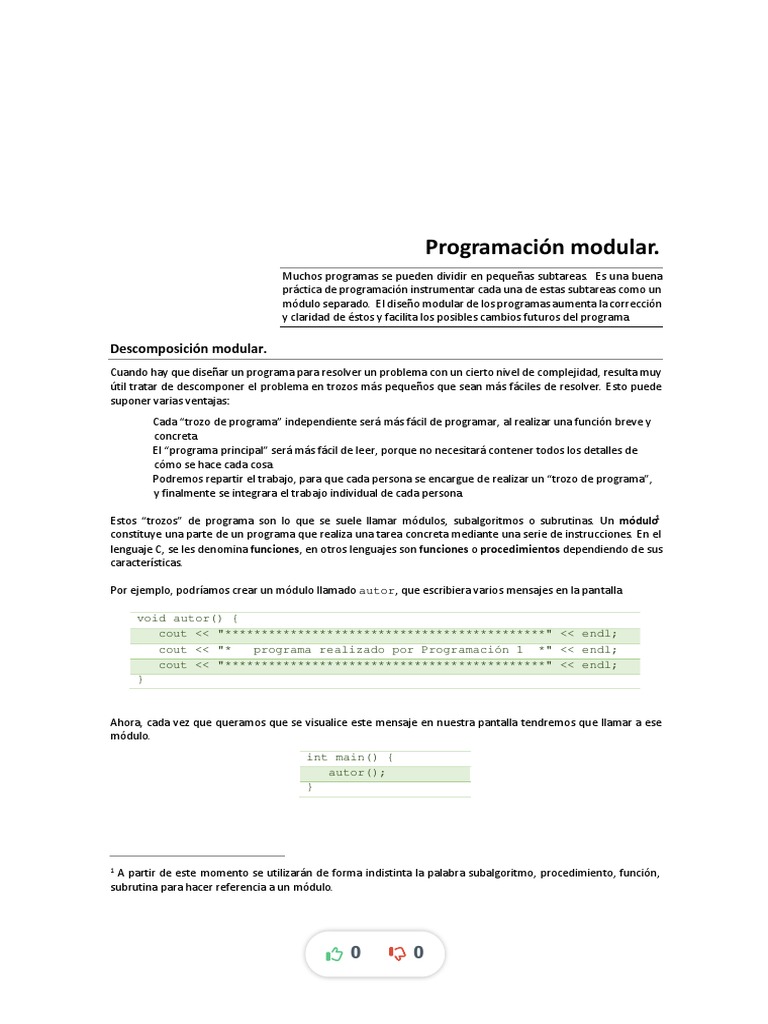 Programación Modular | PDF | Parámetro (programación de computadora ...