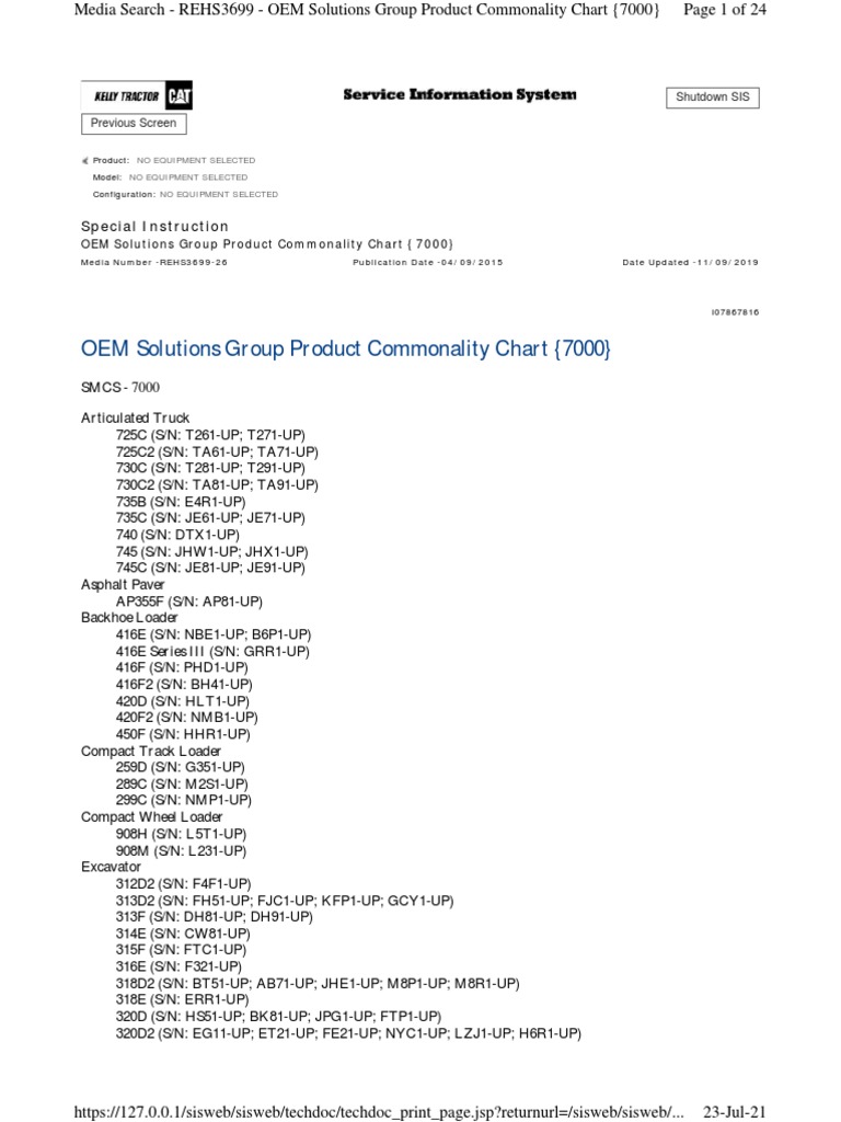 Oem Solutions Group Product Commonality Chart | PDF | Loader (Equipment ...