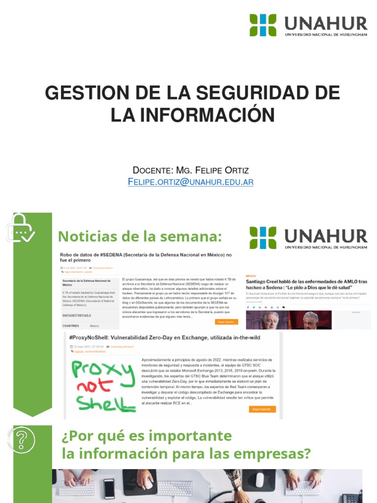 Clase 1 - Gestión de La Seguridad de La Información | PDF | La ...
