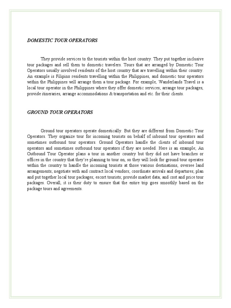 Tour Operators | PDF
