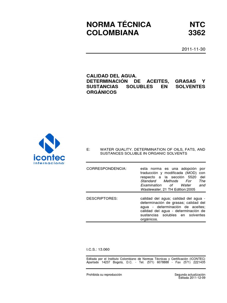 Norma Técnica NTC Colombiana 3362 | PDF | Colombia