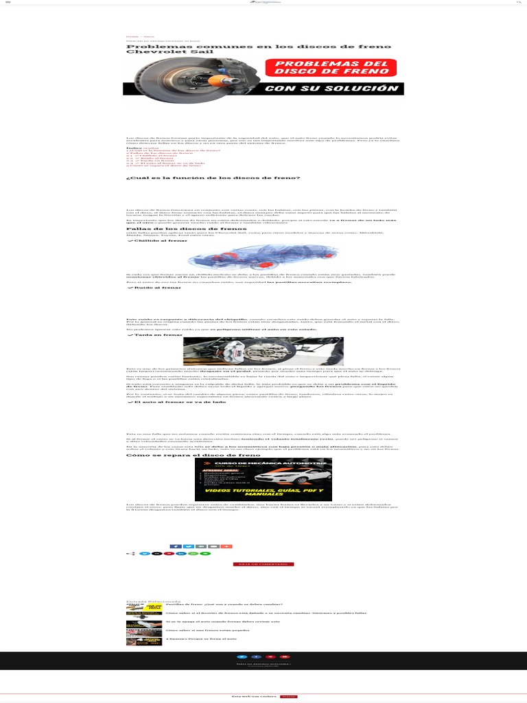 Problemas Comunes en Los Discos de Freno Chevrolet Sail | Descargar gratis PDF | Vehículo de ...
