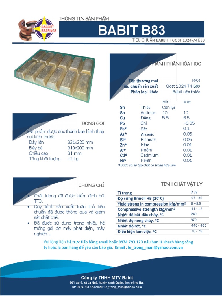 Babit B83: Thông Tin Sản Phẩm | PDF