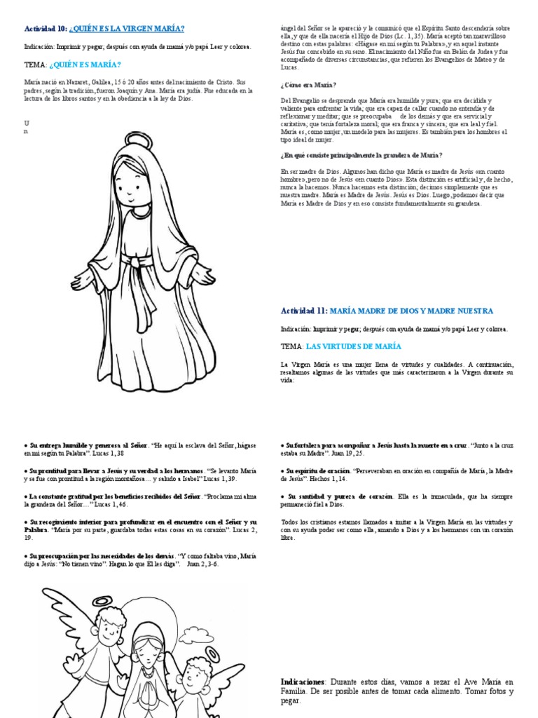 Actividad Virgen Maria y Sus Virtudes | PDF | María, madre de Jesús