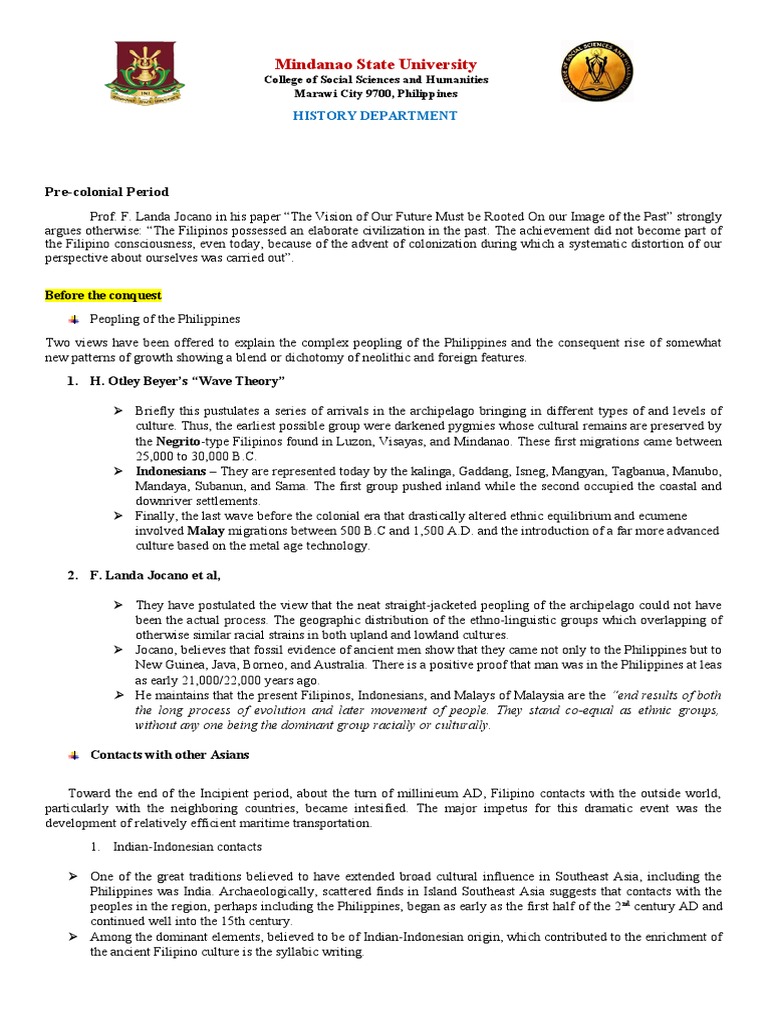 Pre Colonial Period (GEC 105) | PDF | Philippines | Southeast Asia