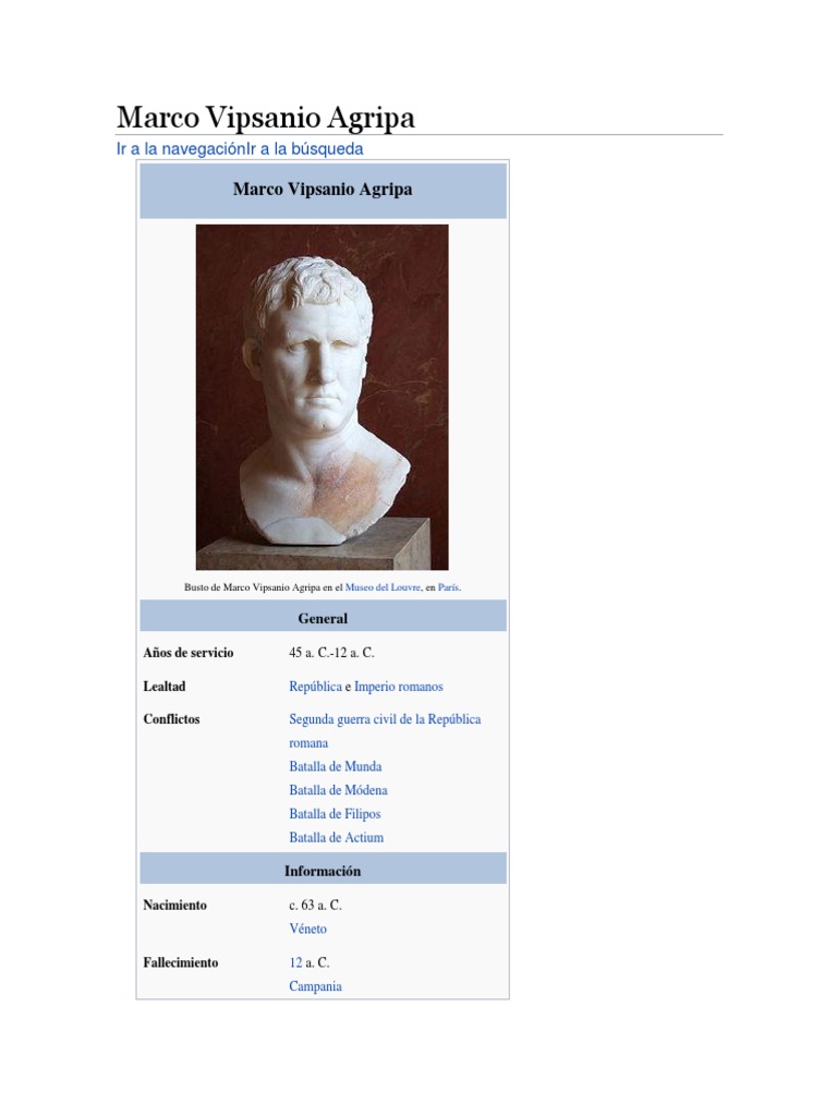 Marco Vipsanio Agripa | PDF | Augusto | Europa antigua
