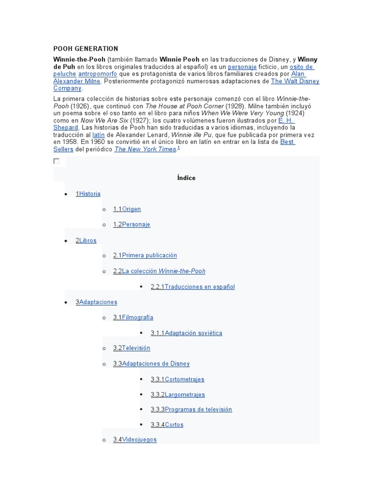 Genertaion Pooh Evolution | PDF | Winnie the Pooh | Osos ficticios