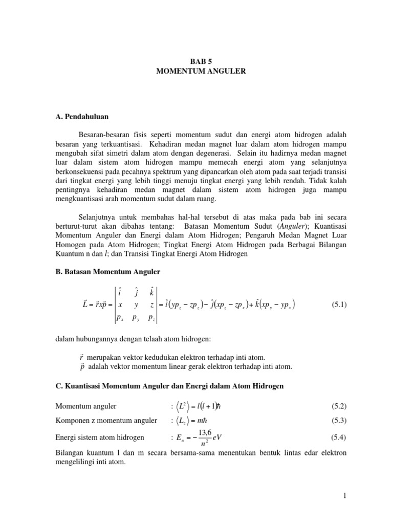 Kuantisasi Momentum Anguler Atom Hidrogen | PDF | Sains & Matematika
