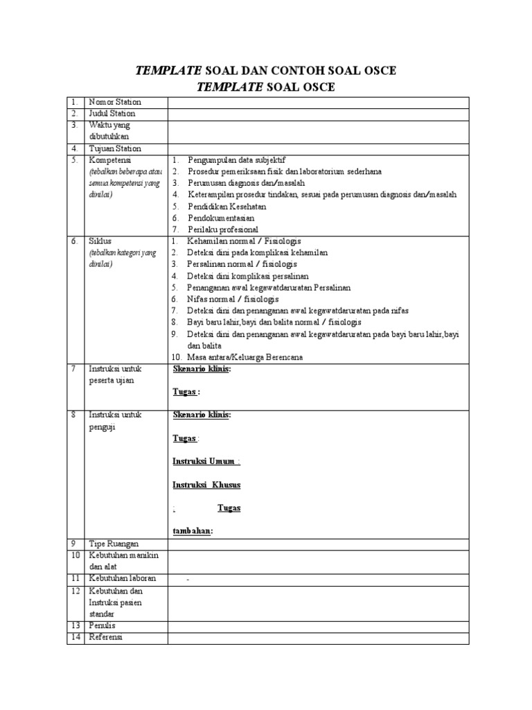 Template Soal Osce D3 | PDF | Pengembangan Diri | Kesehatan Holistik