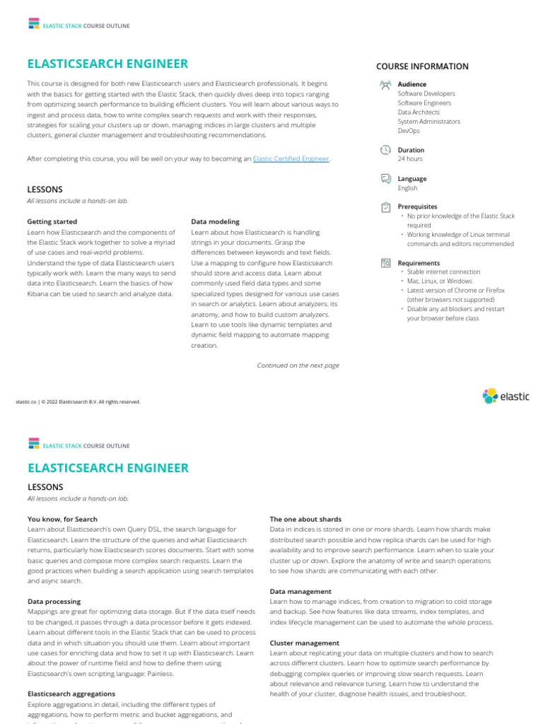 Elastic Elasticsearch Engineer | PDF | Computer Cluster | Software Engineering
