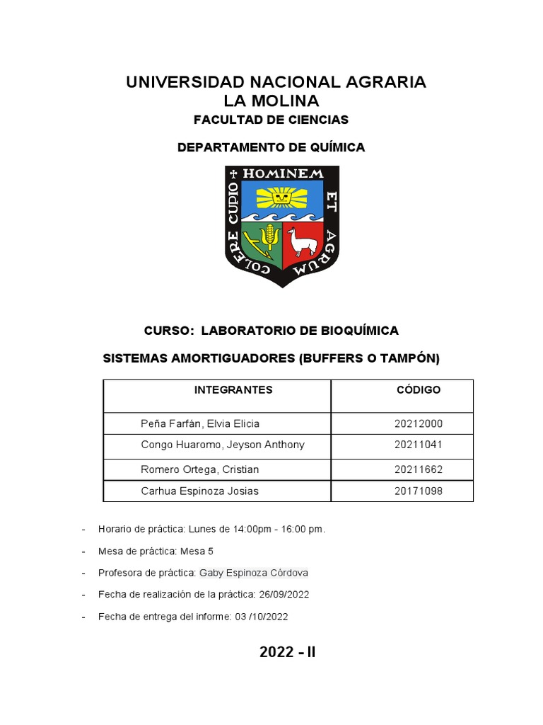 INFORME 2-Sistemas Amortiguadores | PDF | Solución tampón | Química
