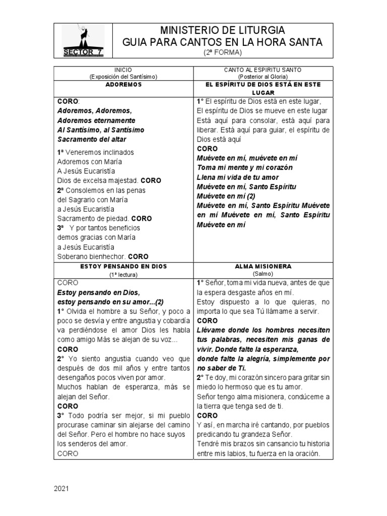 cantos para HORA SANTA (VERSIÓN 2) | PDF | eucaristía | María, madre de Jesús